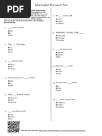 English Placement Test Answers and Level Guide | PDF