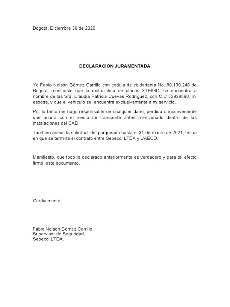 Carta Juramentada | PDF