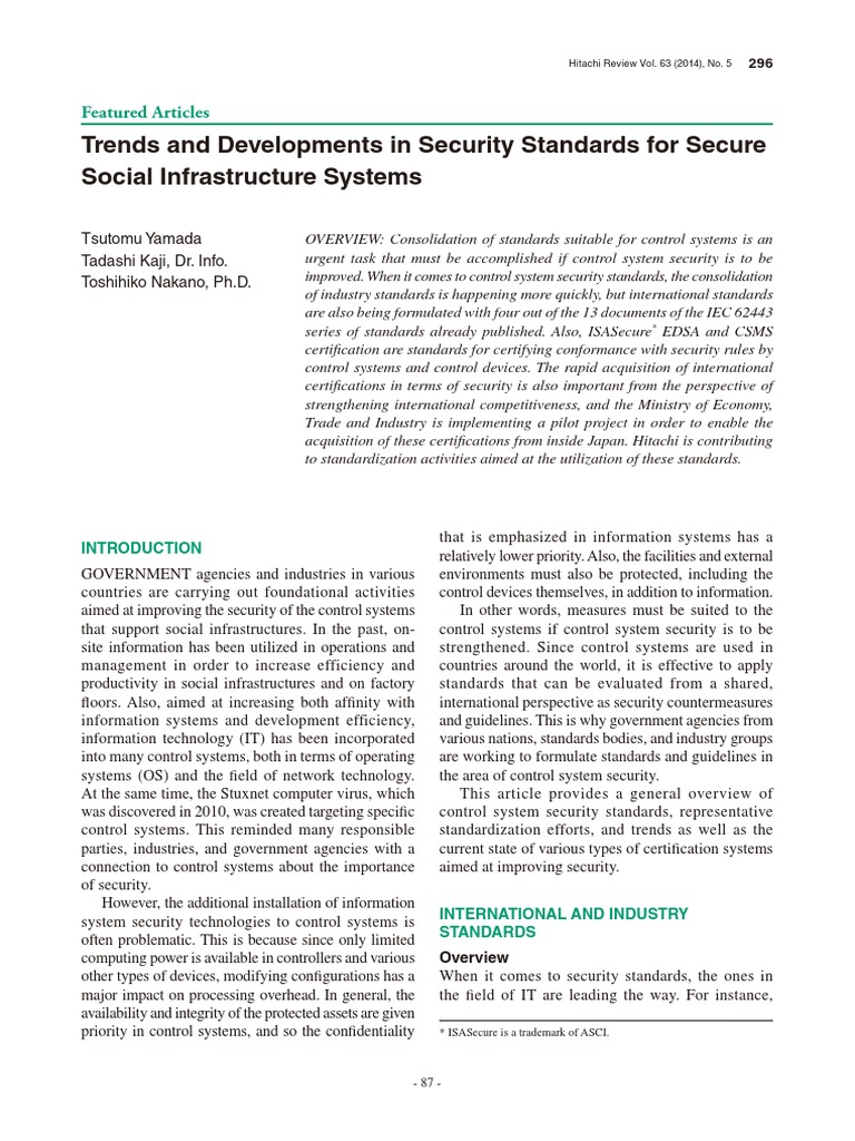Trends and Developments in Security Standards For Secure-Social ...