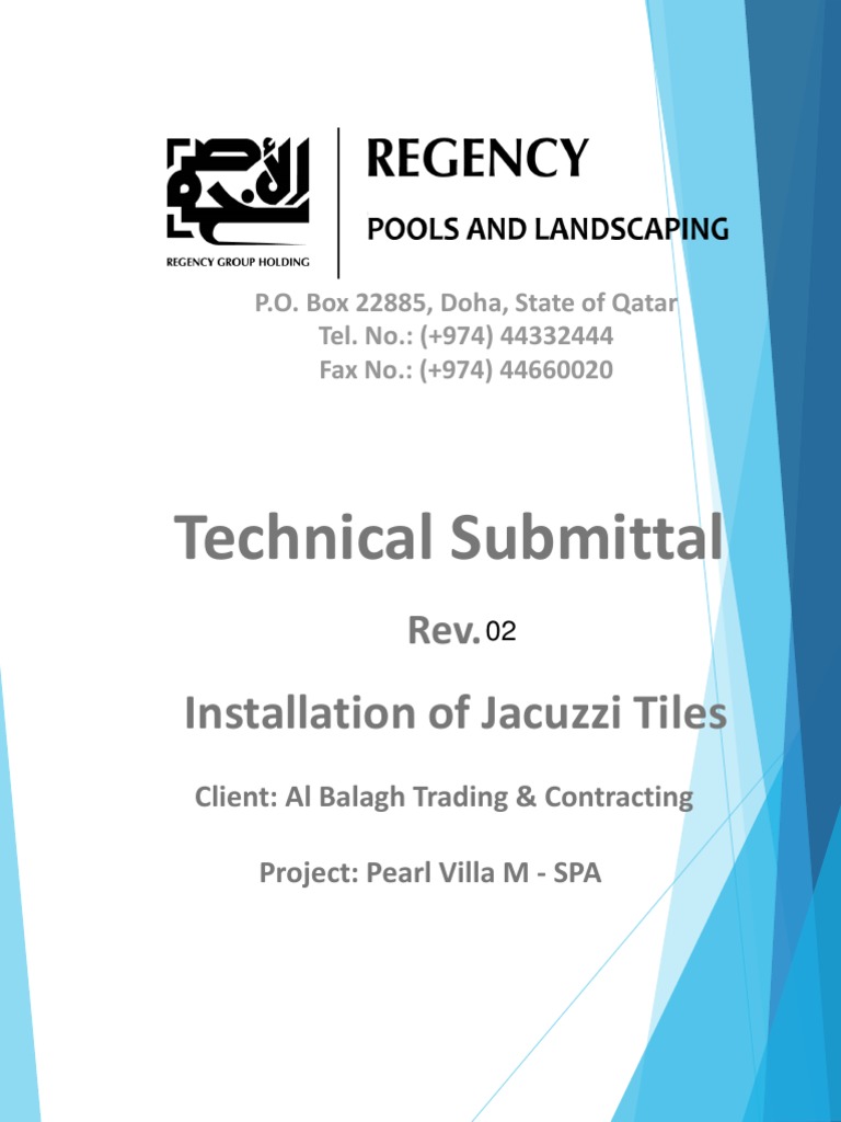 Technical Submittal - Installation of Jacuzzi Tiles Rev.01 | PDF ...