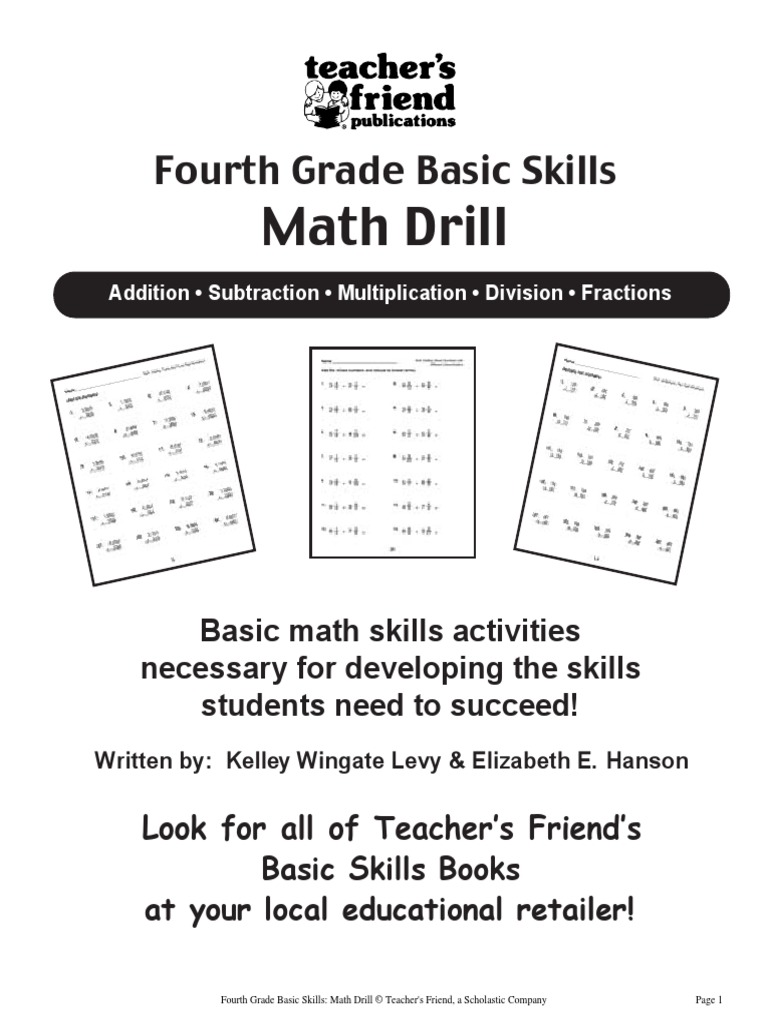 4th Grade Basic Skills Math Drill PDF | PDF | Fraction (Mathematics ...