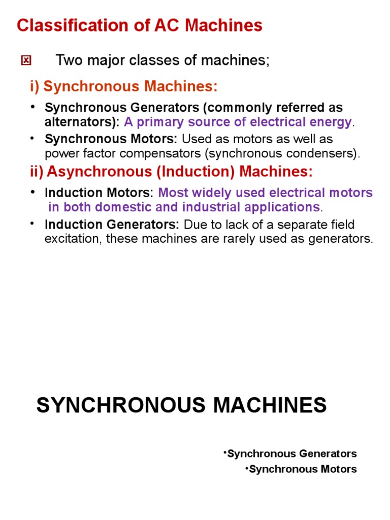 Classification of AC Machines | PDF | Electric Motor | Electric Generator