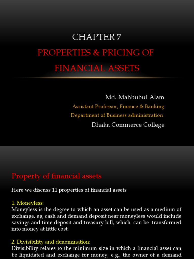 Properties and Pricing of Financial Assets | PDF | Bonds (Finance ...