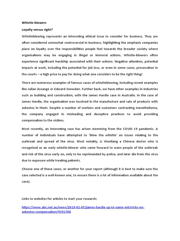 Whistle Blowers Case Study | PDF