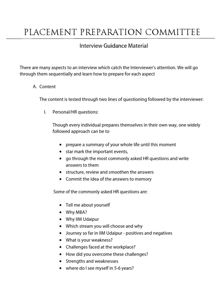 Interview - Guidance Matrerial | PDF | Interview | Business