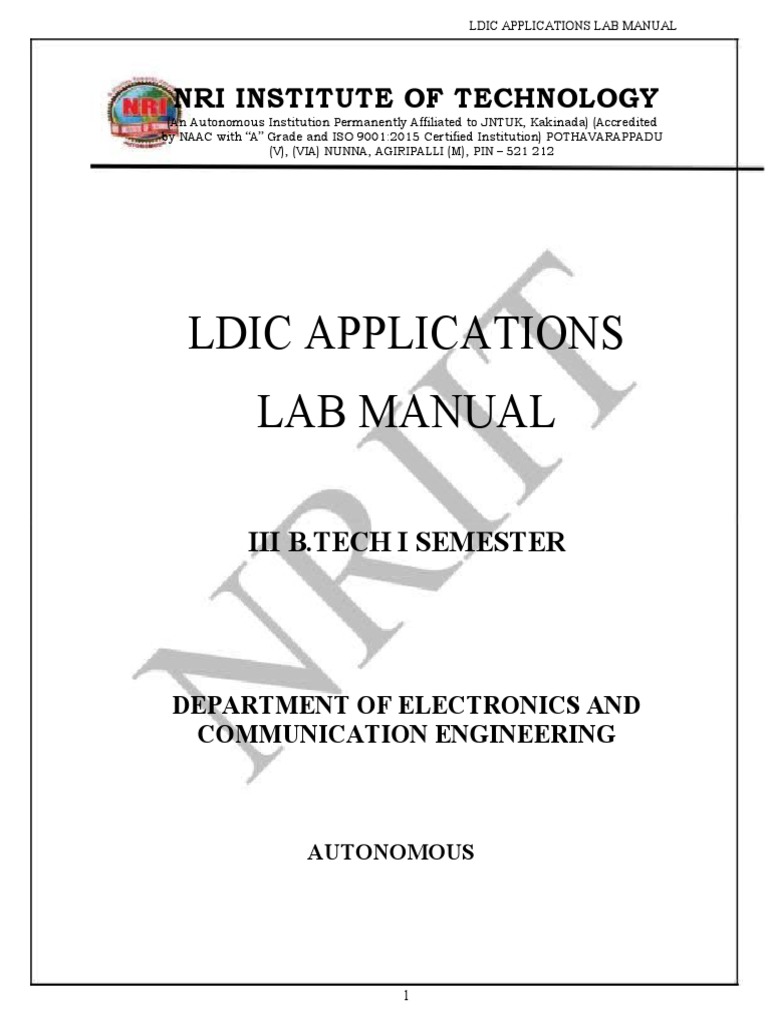 Ldic Lab Manual Autonomous | PDF | Low Pass Filter | Electronic Filter