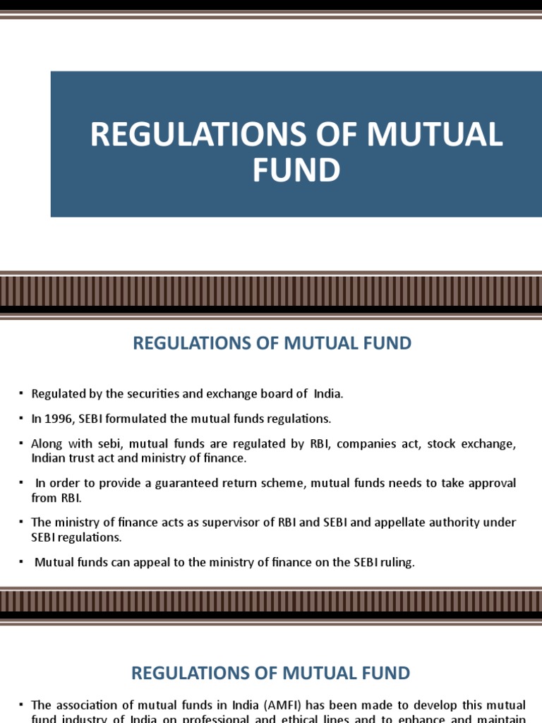 Regulations of Mutual Fund | PDF | Mutual Funds | Investing