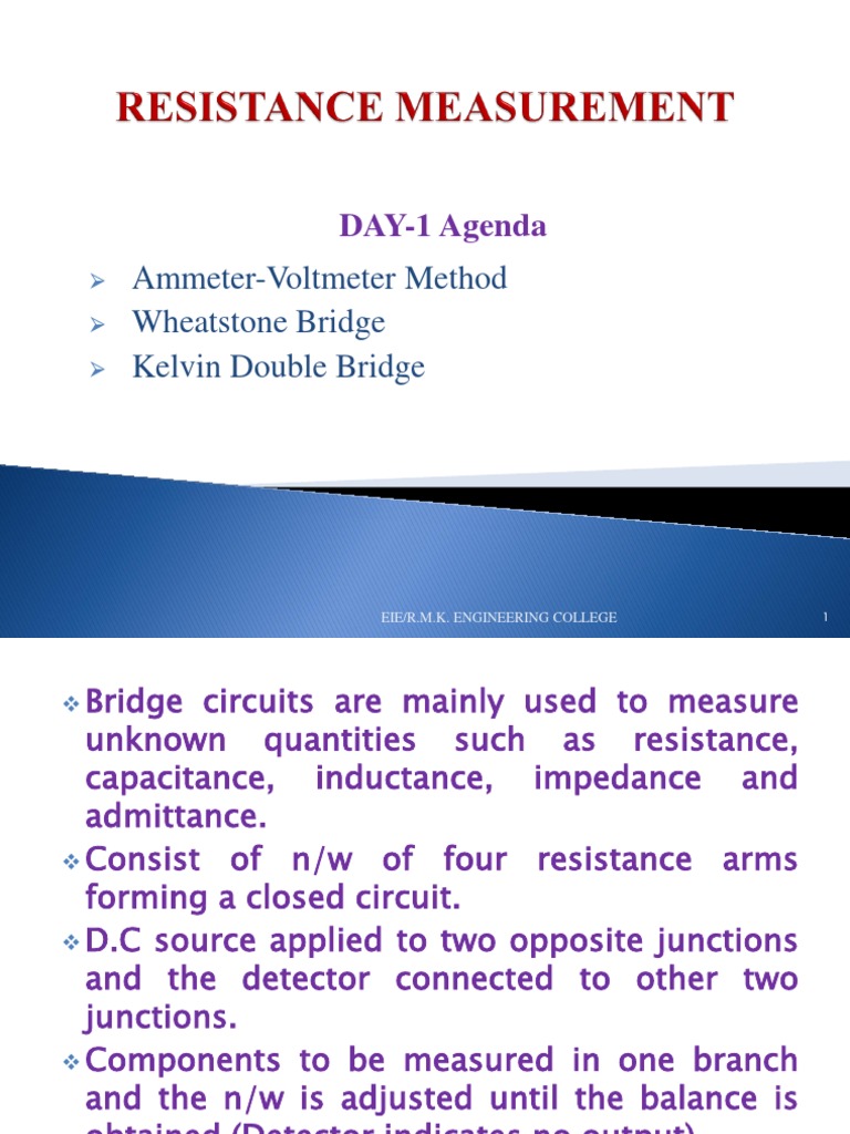 Measurement of Resistance | PDF | Electrical Resistance And Conductance ...