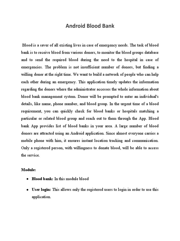 Android Blood Bank: Blood Is A Saver of All Existing Lives in Case of ...