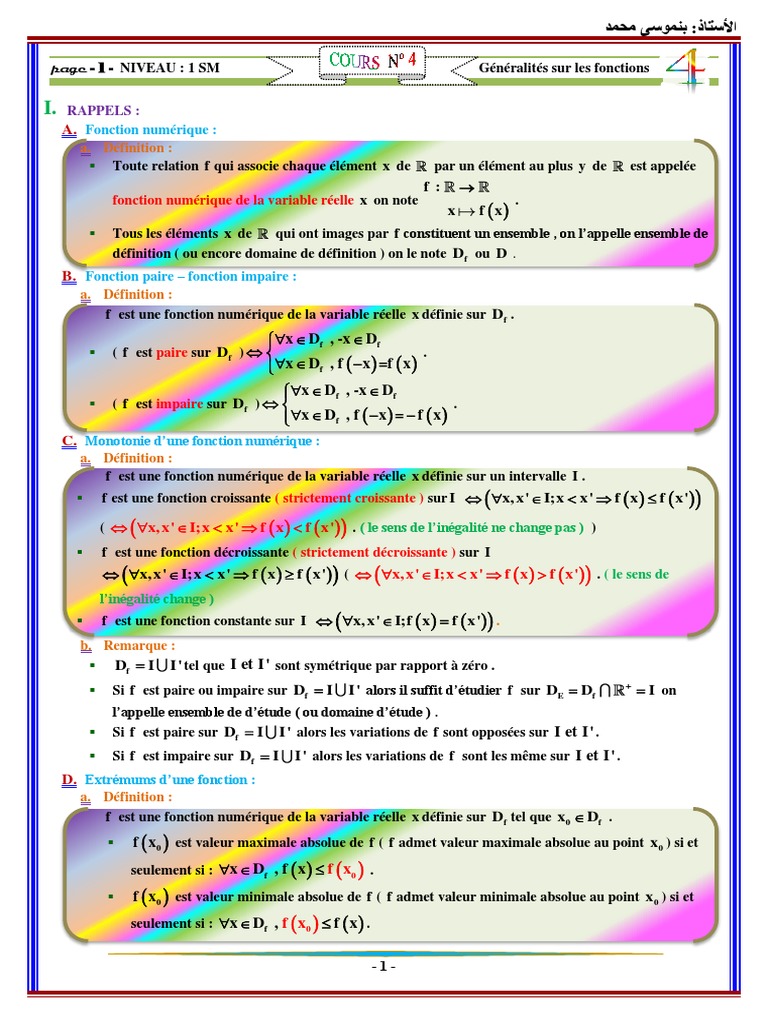 Generalites Sur Les Fonctions Cours 2 4 | PDF | Fonction monotone ...