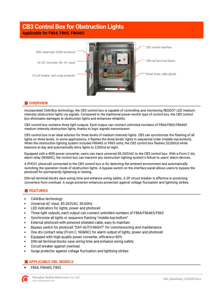 CB3 Control Box For Obstruction Lights - Datasheet - v202008 | PDF ...