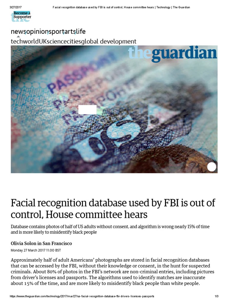 Facial Recognition Database Used by FBI Is Out of Control, House ...