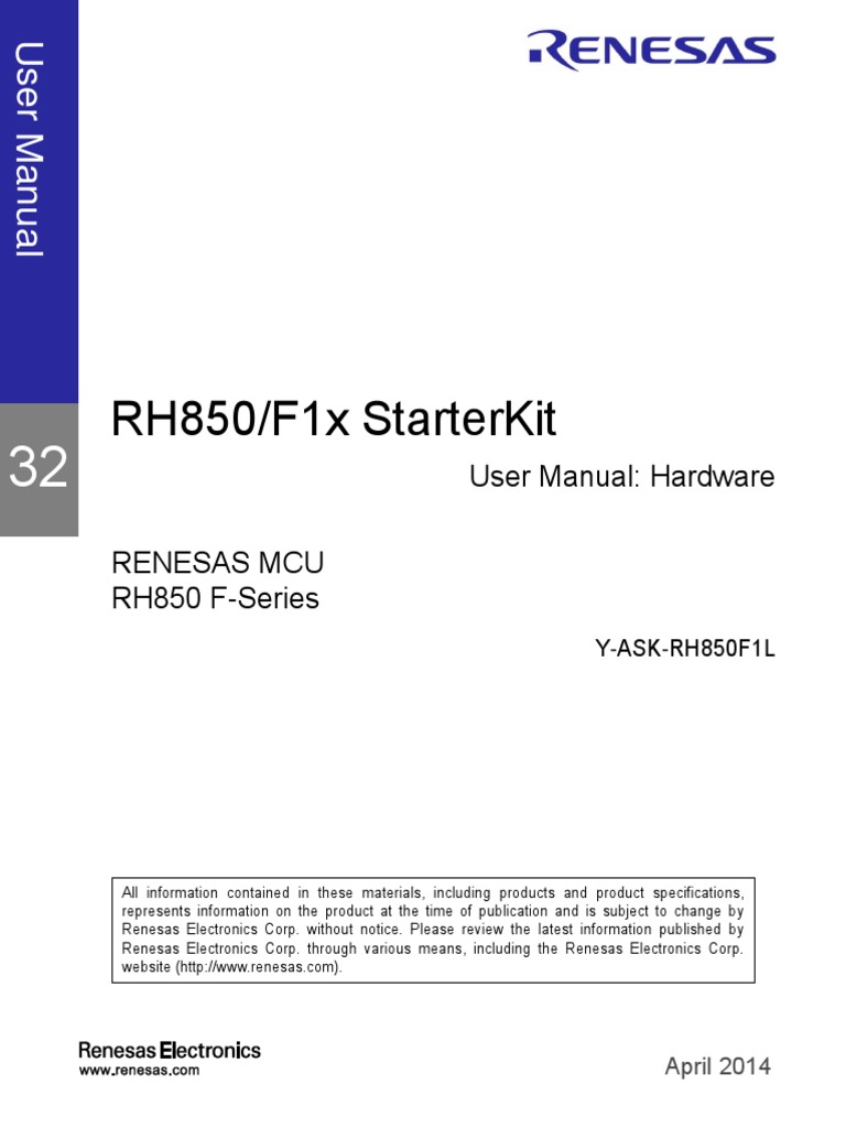 Rh850/F1X Starterkit: User Manual: Hardware Renesas Mcu Rh850 F-Series | PDF | Power Supply ...