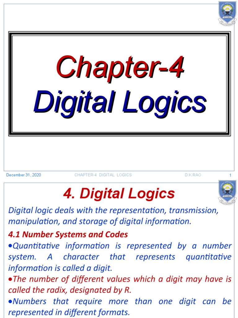 Chapter 4 Digital Logic | PDF | Logic Gate | Mathematical Notation