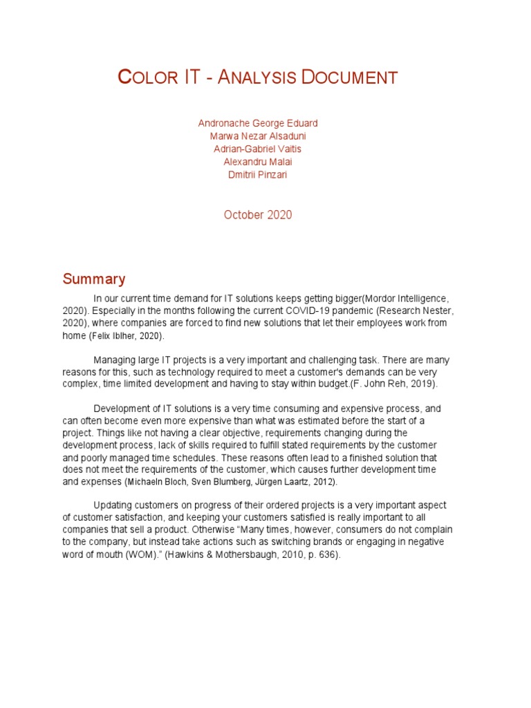 IT Project Management Analysis Document | PDF | Use Case | Scrum ...
