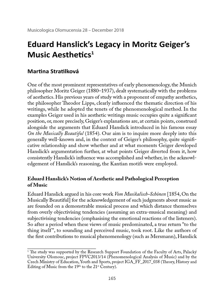 Eduard Hanslicks Legacy in Moritz Geiger PDF | Download Free PDF | Aesthetics | Immanuel Kant