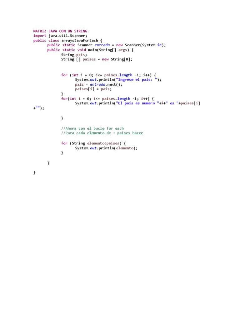 Matriz Java Con String | PDF