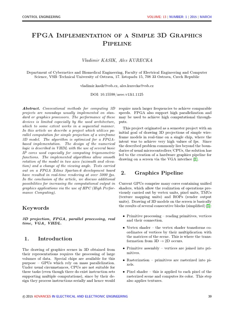 FPGA Implementation of A Simple 3D Graphics Pipeline | PDF | Shader | Field Programmable Gate Array