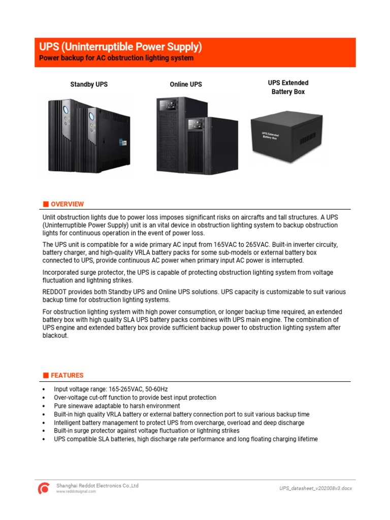 UPS Backup System For AC Obstruction Lighting System - Datasheet ...