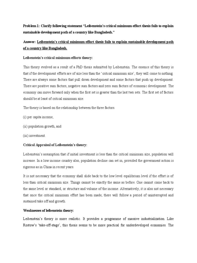 Leibenstein's Critical Minimum Efforts Theory | PDF | Colonialism ...