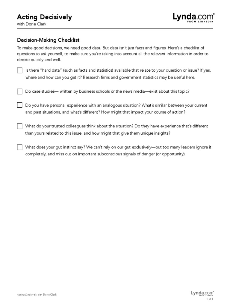 Decision-Making Checklist | PDF