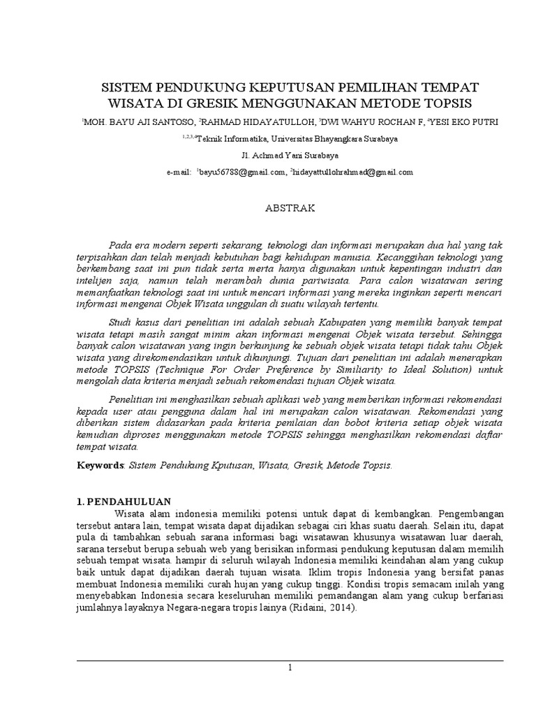 Jurnal Sistem Pendukung Keputusan | PDF