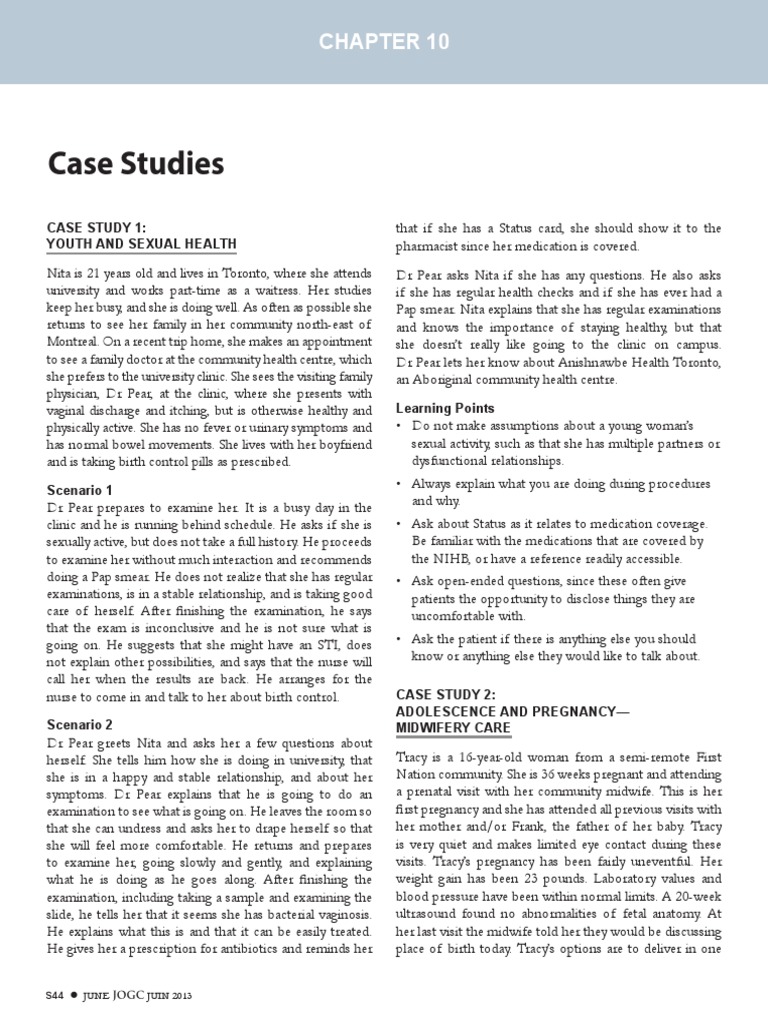 Case Studies: Case Study 1: Youth and Sexual Health | PDF | Childbirth ...