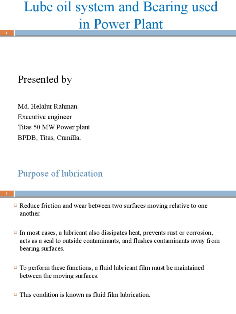 LUBE Oil System, Bearing | PDF | Lubricant | Bearing (Mechanical)