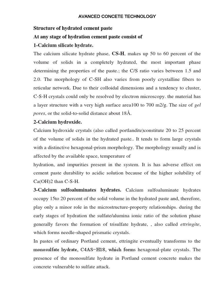 Structure of Hydrated Cement Paste | PDF | Fracture | Concrete