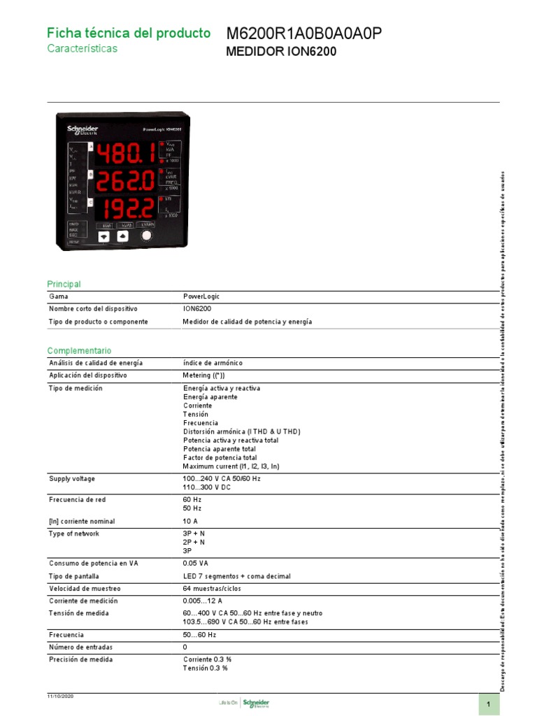 PowerLogic ION6200 - M6200R1A0B0A0A0P PDF | PDF | Energia electrica ...