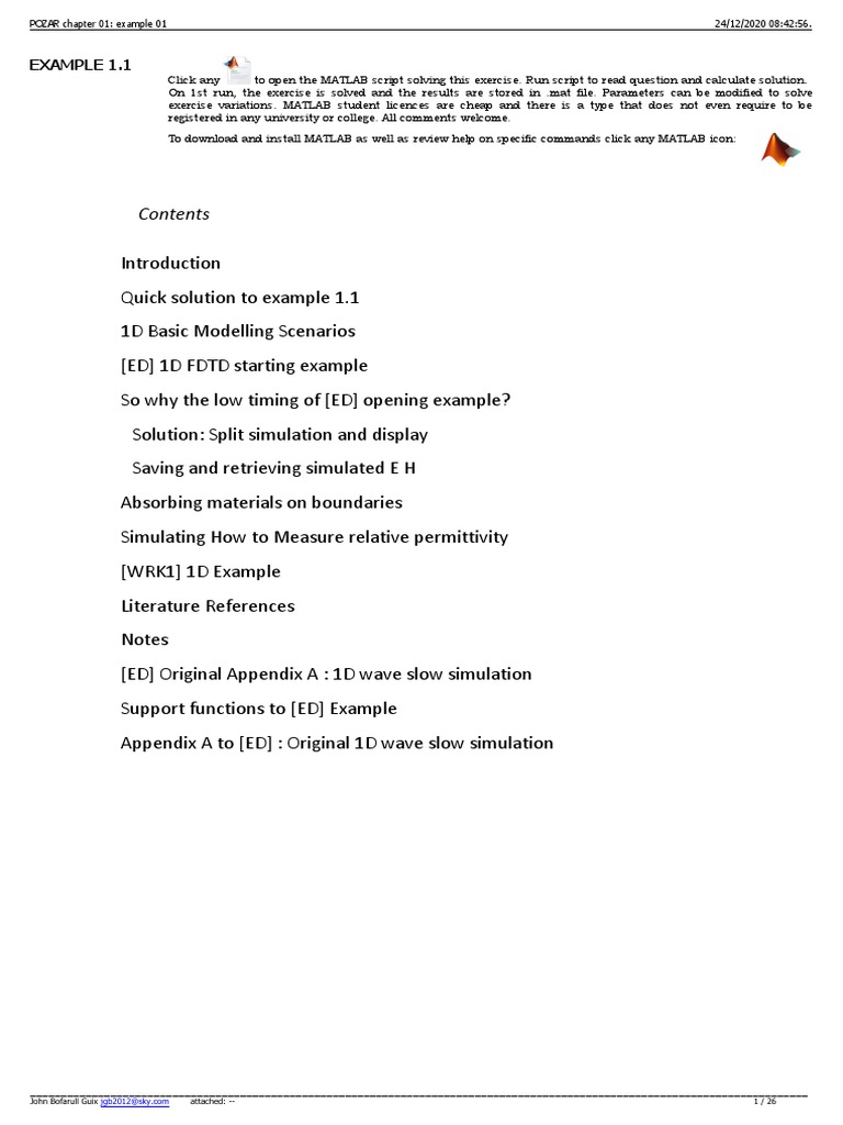 MATLAB Solution To Microwave Engineering Pozar 4th Ed. Example 1.1 ...