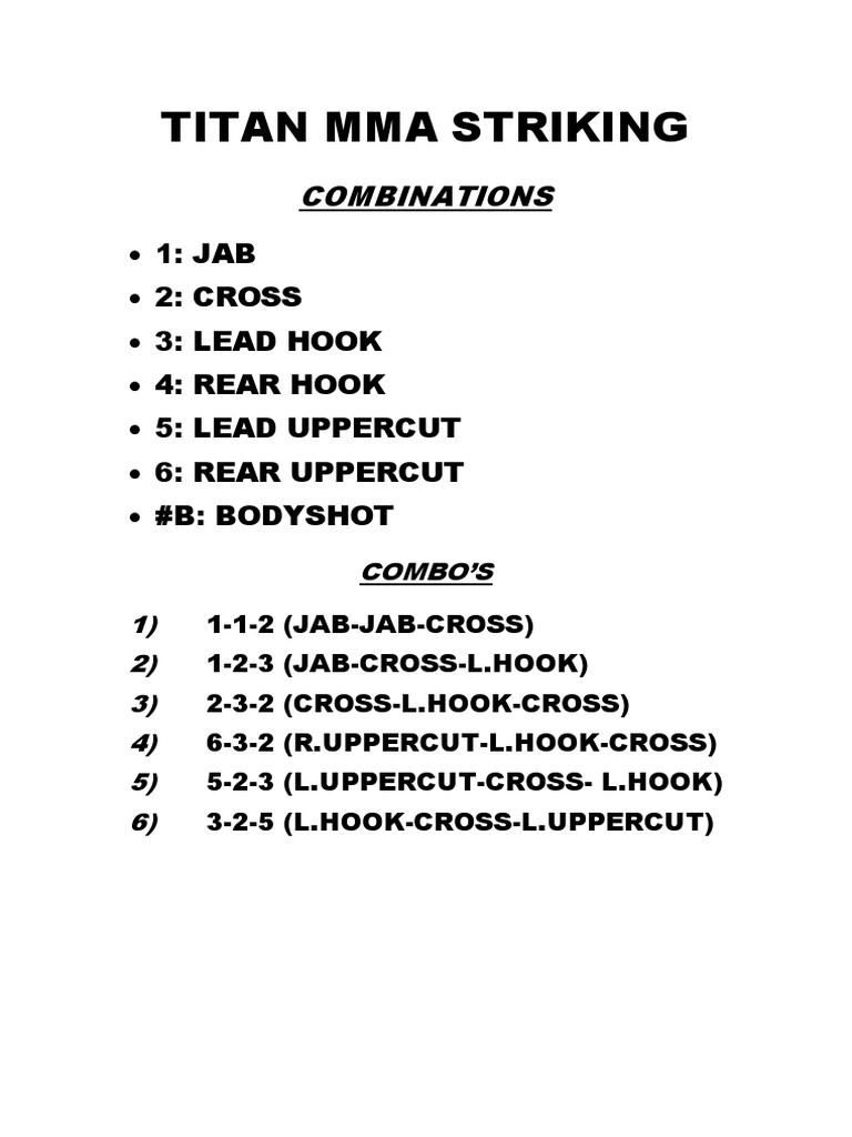 MMA Striking Combos Guide | PDF | History