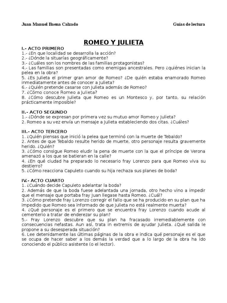 Guía Romeo y Julieta | PDF | Romeo y Julieta | Violencia