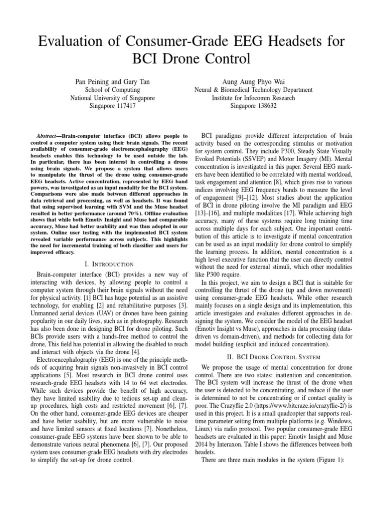 Evaluation of Consumer Grade EEG Headsets For BCI PDF | PDF ...