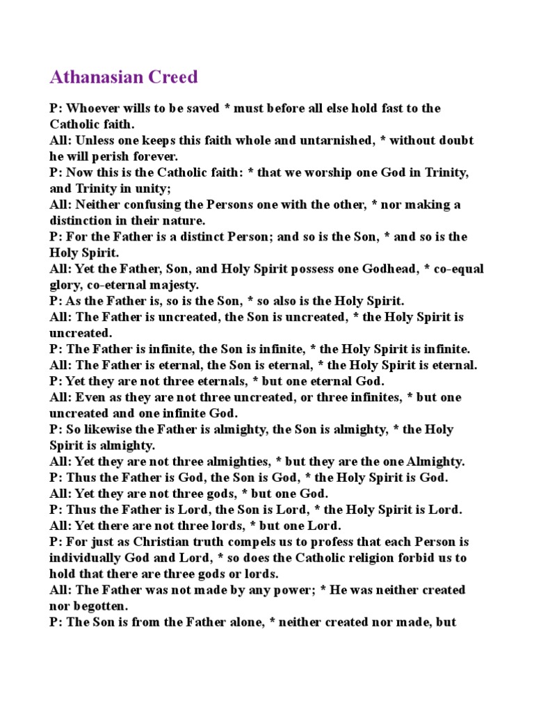 Athanasian Creed | God The Father | Trinity
