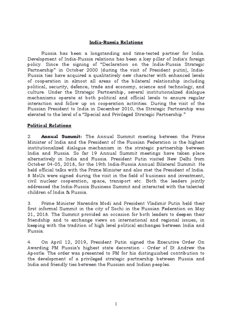597 4.india Russia Bilateral Brie | PDF | Russia | World Politics