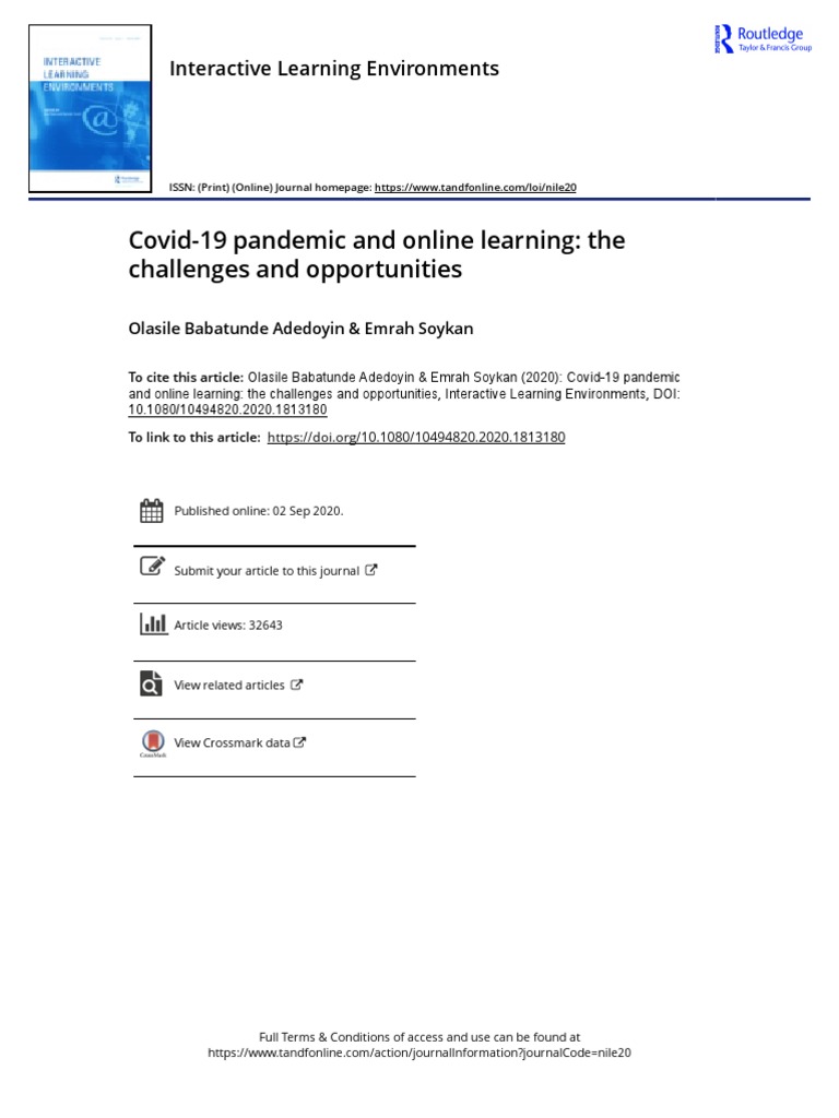 Covid 19 Pandemic and Online Learning The Challenges and Opportunities ...