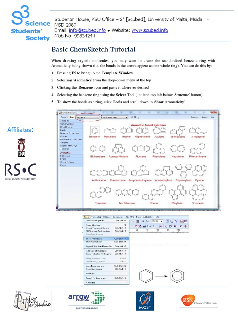 Chemsketch Tutorial | PDF | Aromaticity | Chemical Bond