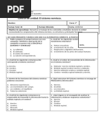 Prueba Ciencias Naturales Sistema Oseo Muscular y Nervioso | PDF ...