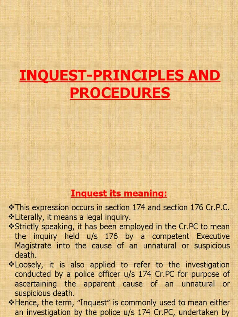 Inquest-Principles and Procedures | PDF | Coroner | Magistrate