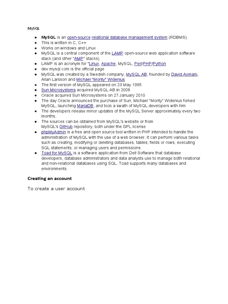 An Overview of MySQL: Database Features, Data Types, Users and ...