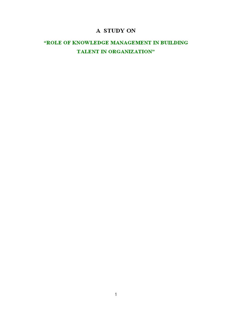 Knowledge Management for Talent Development | PDF | Knowledge ...