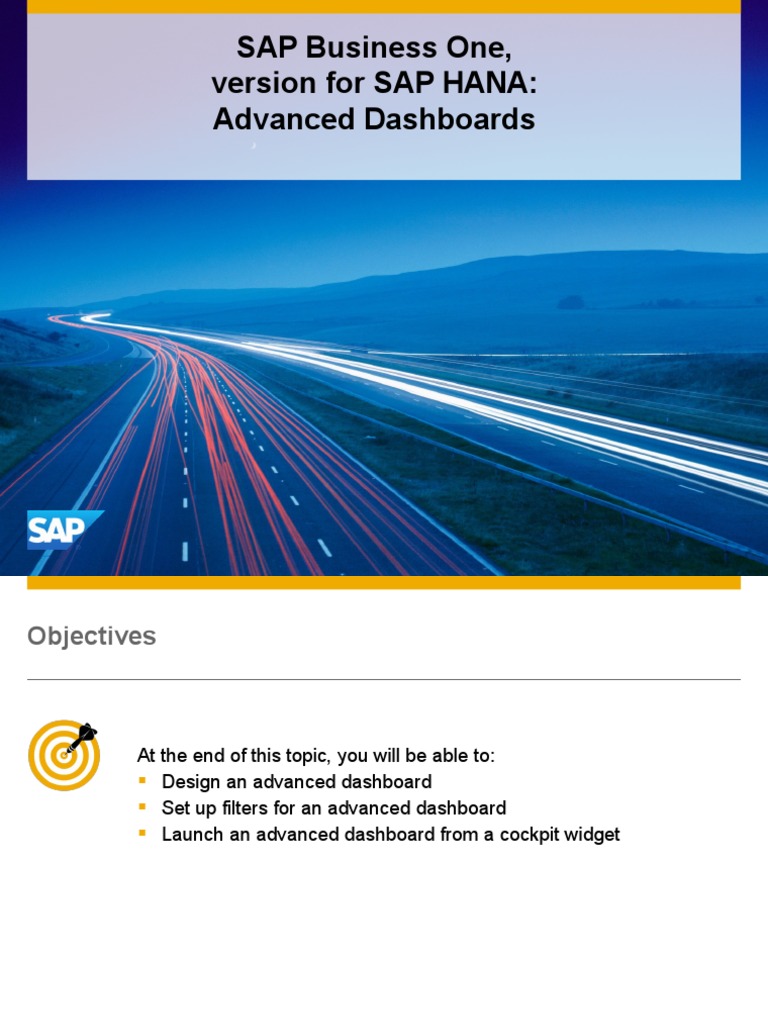 SAP Business One, Version For SAP HANA: Advanced Dashboards: Use This ...