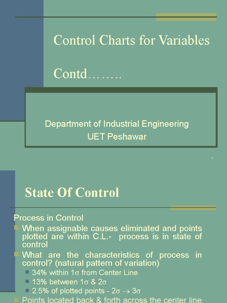 Control Charts For Variables Contd ..: Department of Industrial ...