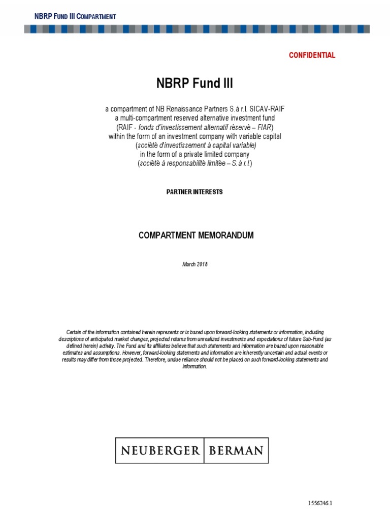 NB Renaissance Partners S.À R.L. SICAV-RAIF - NBRP Fund III (Master ...