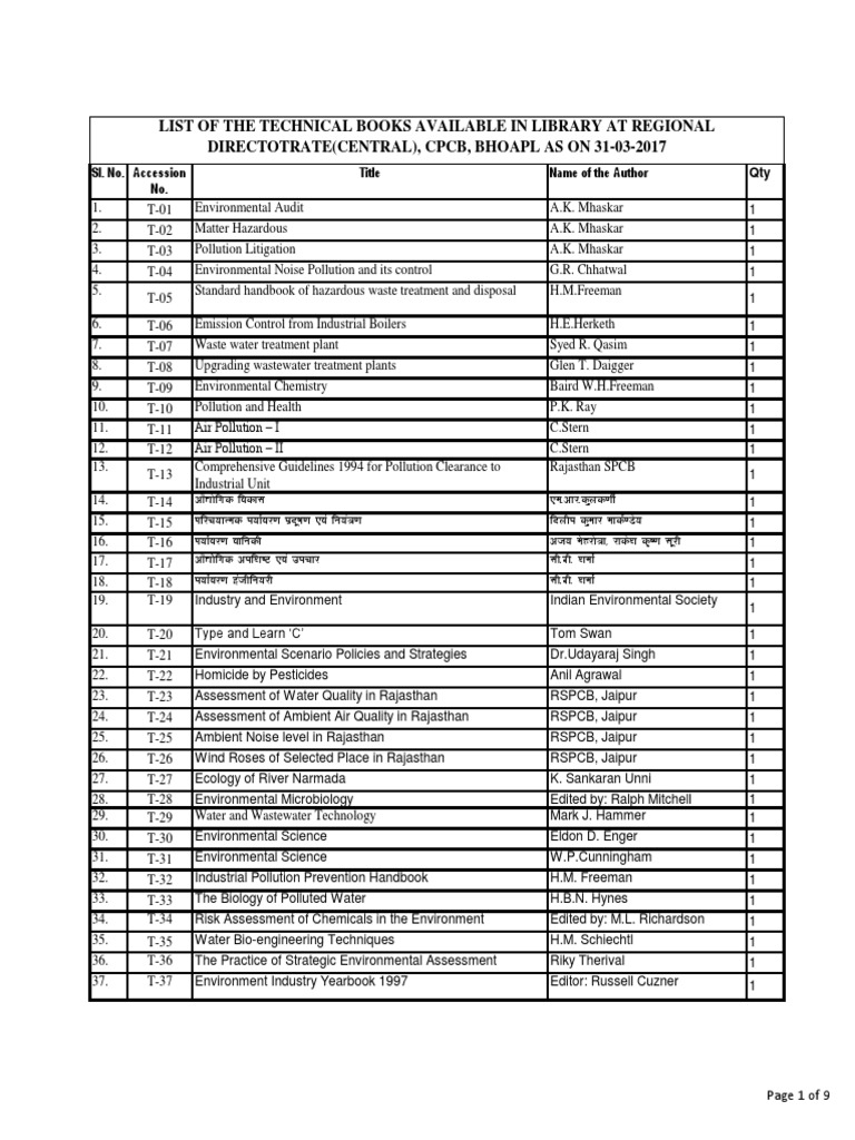 List of The Technical Books Available in Library at Regional ...