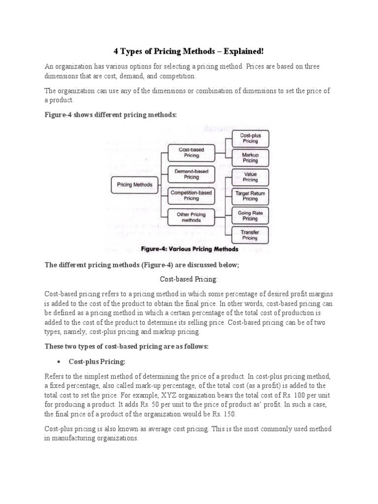 4 Types of Pricing Methods | PDF | Pricing | Profit (Economics)