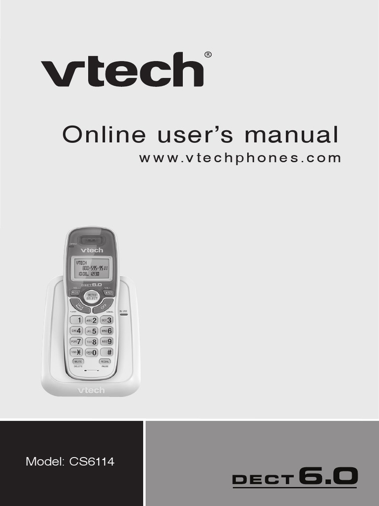 Manual de Usuario Telf Inalambrico VTech DECT 6.0 CS6114 | PDF
