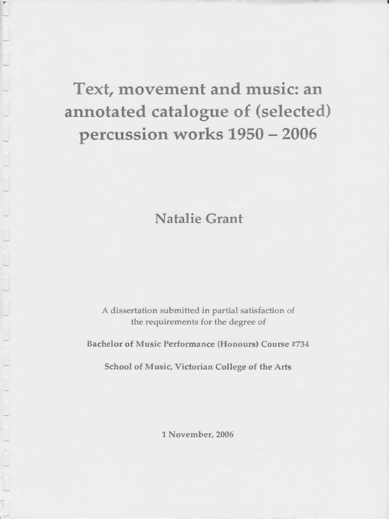 Text, Movement and Music: An Annotated Catalogue of (Selected ...