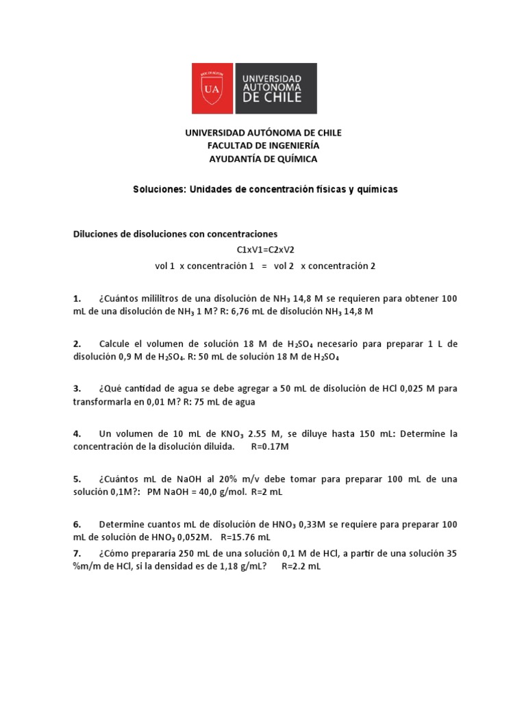 GUÍA 7 Soluciones Unidades de Concentración Físicas y Químicas | PDF | Concentración | Mole (Unidad)
